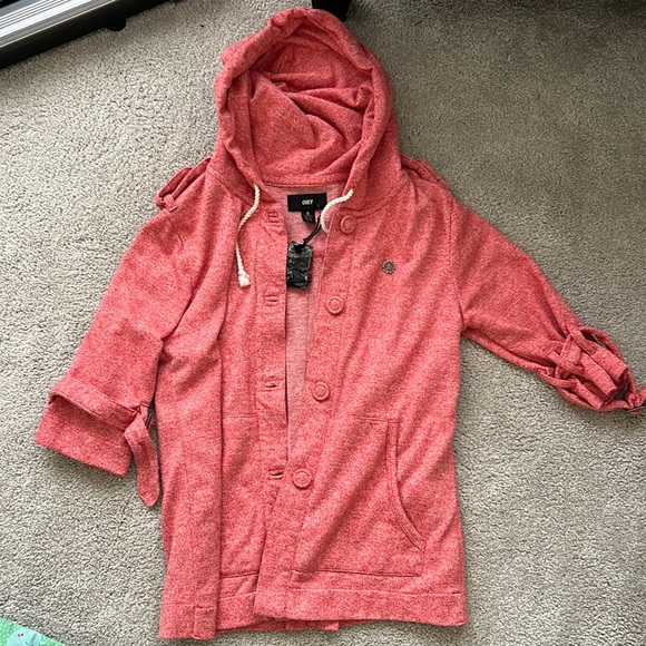 Obey | Jackets & Coats | Vintage Obey Red Short Sleeve Hooded Jacket ...
